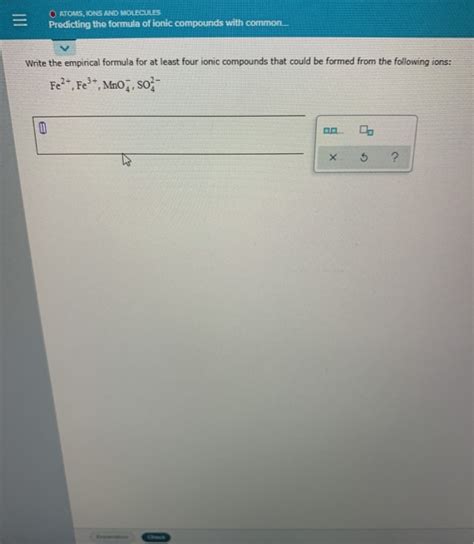 Solved O Atoms Ions And Molecules Predicting The Formula