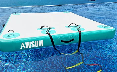 Awsum Inflatable Floating Dock Air Dock Platform 5ft X 6ft Inflatable Water Mat Floating Island