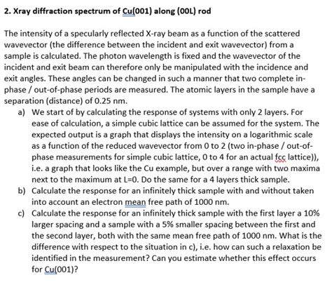 Solved Xray Diffraction Spectrum Of Cu 001 ﻿along 00l