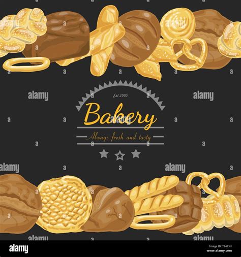 Vector Background With Various Bakery Products Vector Illustration For