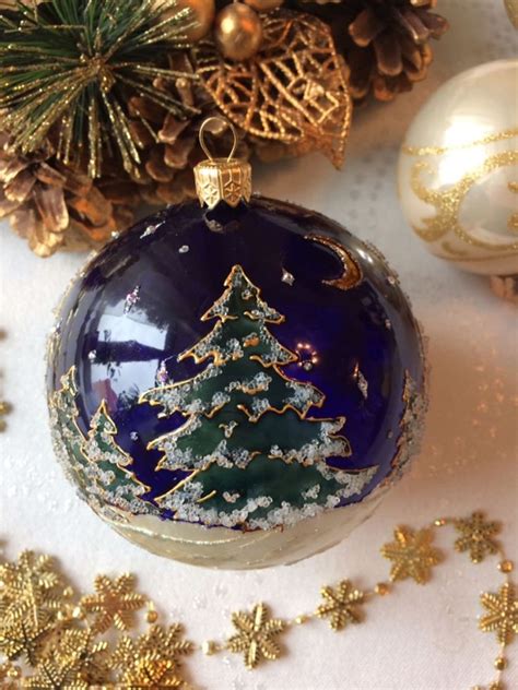 Стеклянный ёлочный шар ”Зимняя сказка” в интернет магазине Ярмарка Мастеров по цене 8000