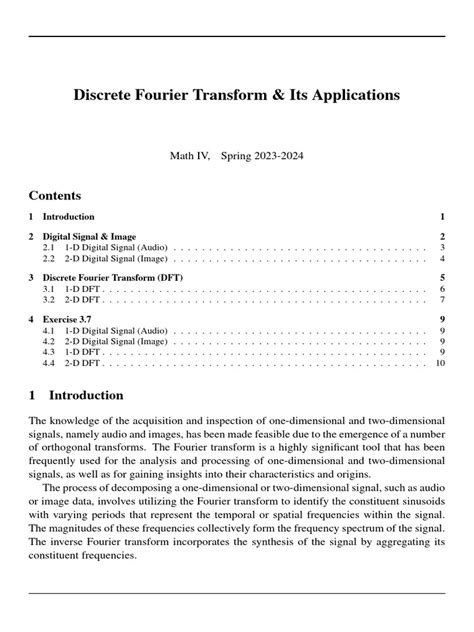 Dft With Its Applications Pdf Discrete Fourier Transform Signal