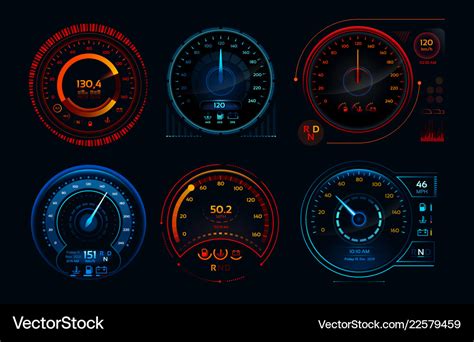 Futuristic Car Speedometer Speed Hud Kilometer Vector Image