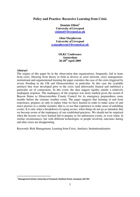 pdf policy and practice recursive learning from crisis