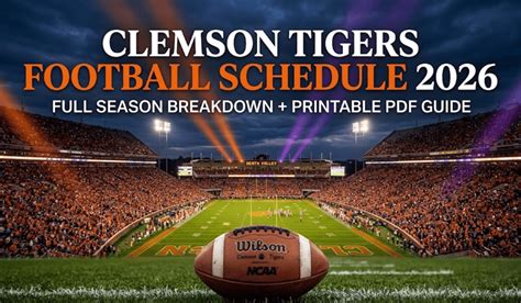 Clemson Tigers Football Schedule 2026 Printable Pdf