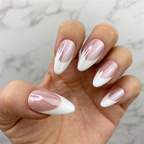 Glazed Donut Classic White French Chrome Press On Nails Fake Nails False Nails Glue On Nails