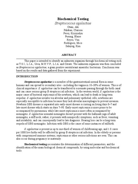 Streptococcus Agalactiae Biochemical Testing Pdf Streptococcus Citric Acid Cycle