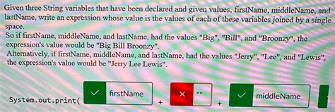 Solved Given Three String Variables That Have Been Declared