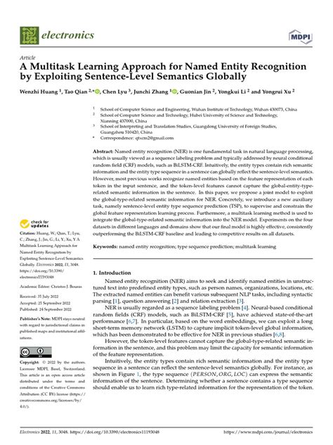A Multitask Learning Approach For Named Entity Rec Pdf Cognitive