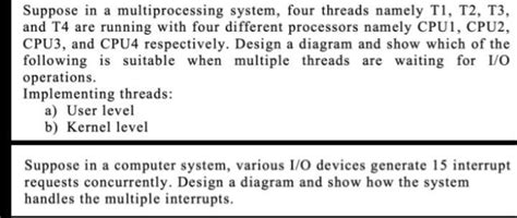 Solved Suppose In A Multiprocessing System Four Threads
