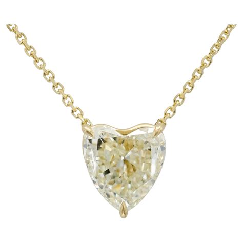 151 Carat Heart Shaped Diamond Solitaire Pendant Gold Wheat Chain At