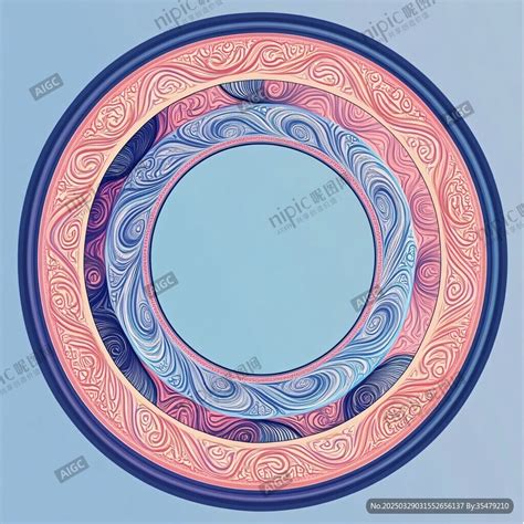 Ai创作图圆形 装饰 图案 渐变 色彩 线条 花纹 波浪纹 粉色 蓝色 紫色 柔美 艺术 设计 边框 昵图网