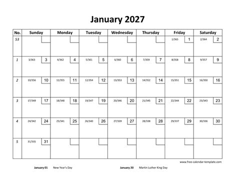 Monthly Calendar 2027 Printable With Checkboxes Horizontal Free