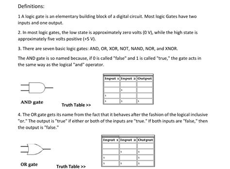 Solved Definitions A Logic Gate Is An Elementary Building Chegg Com