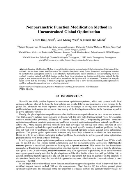 Pdf Nonparametric Function Modification Method In Unconstrained