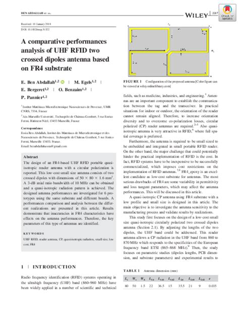 Pdf A Comparative Performances Analysis Of Uhf Rfid Two Crossed Dipoles Antenna Based On Fr4