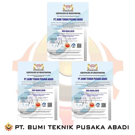 ISO CERTIFICATED PT Bumi Teknik Pusaka Abadi