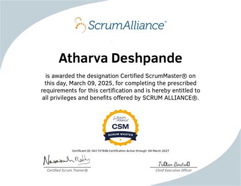Scrum Agile Csm Businessanalysis Teamwork Scrumalliance Atharva