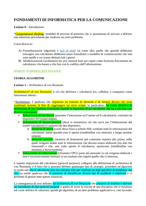 Appuntifondamenti Di Informatica Per La Comunicazione Appunti Di