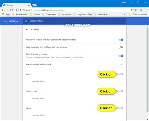 Allow Or Block Cookies In Google Chrome In Windows Tutorials