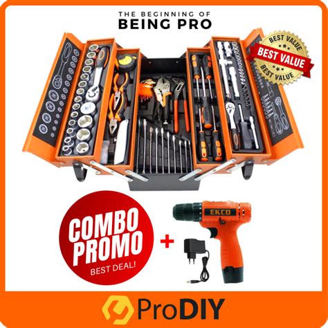 85pcs Tool Box Heavy Duty Cantilever Metal 85 Pcs Set Ratchet Spanner ¼” And ½” Solo 12v