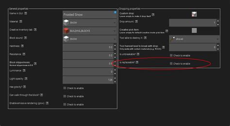 block is replaceable despite not having that enabled mcreator