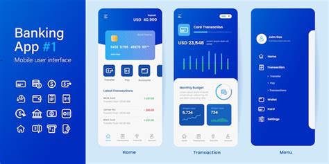 Premium Vector Mobile Banking Online Smartphone App Blue Color Application Layout Ui User