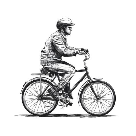 Tricycle Monochrome Ink Sketch Vector Drawing Engraving Style