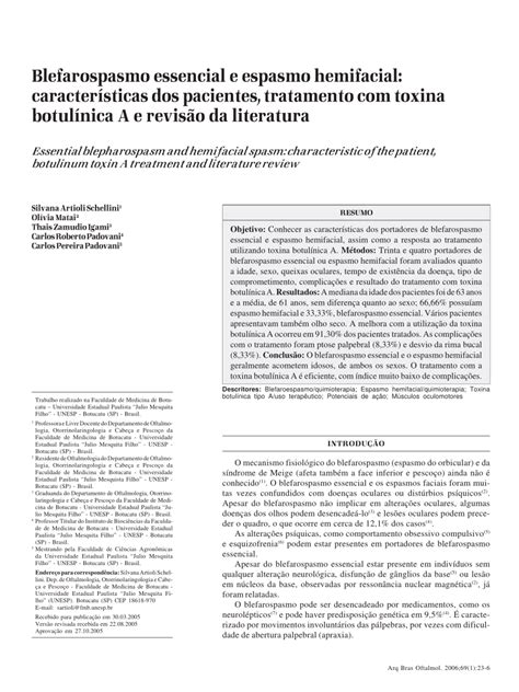 Pdf Essential Blepharospasm And Hemifacial Spasm Characteristic Of