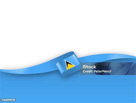 세인트 루시아 플래그 리본 배경에 세인트 루시아의 긴 배너의 국기입니다 템플렛 복사를 위한 공간 벡터 스톡 일러스트레이션 3차원 형태에 대한 스톡 벡터 아트 및 기타 이미지