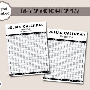 Julian Calendar Military Government Digital Download Printable PDF Leap Year And Non