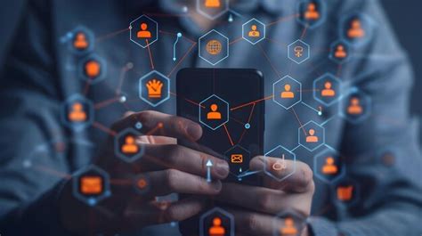 Person With Smartphone And Crm Icons Overlay For Crm Marketing Concept