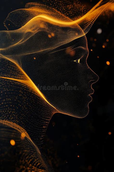 Abstract Data Stream Visualization With Silhouette And Dark Background In Dynamic Flowing