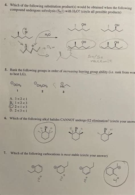 Solved Which Of The Following Substitution Product S Chegg Com