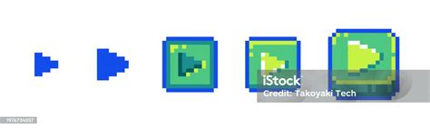 Pixel Play Button Set For Retro Game Ui Retro 8bit Style Start Playback