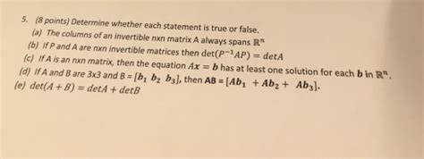 solved 8 points determine whether each statement is true