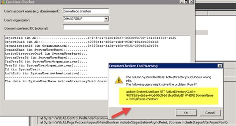 Crmuserchecker For No Microsoft Dynamics Crm User Exists With The Specified Domain Name And User