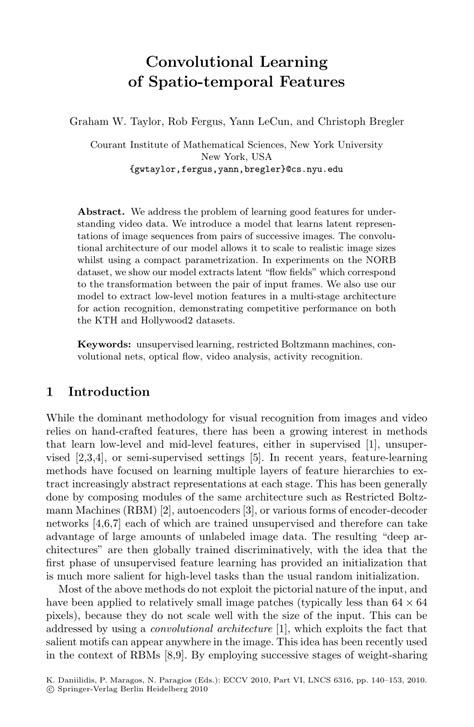 Pdf Convolutional Learning Of Spatio Temporal Features