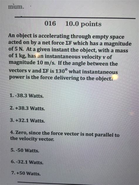 solved an object is accelerating through empty space acted