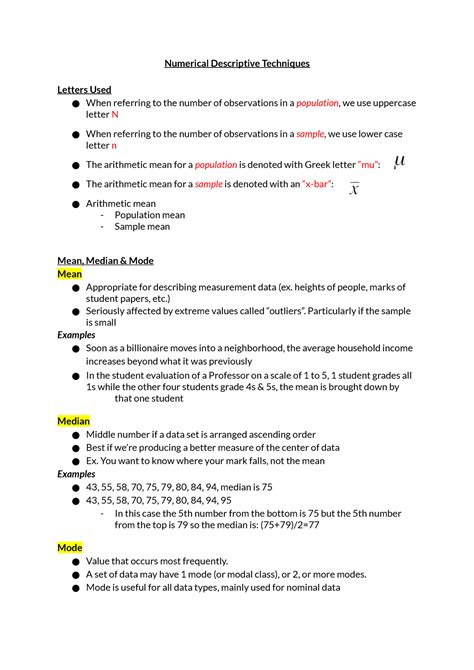 stats week 2 quantitative methods 2320 notes numerical