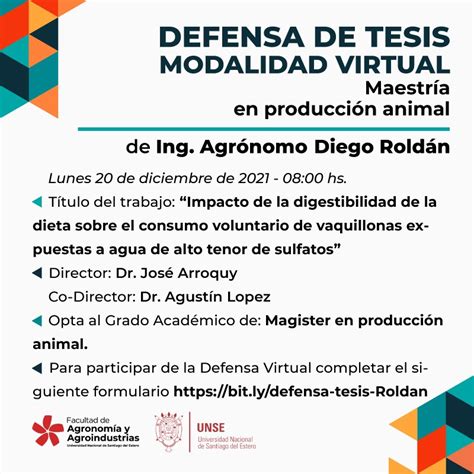 Defensa De Tesis De Posgrado Facultad De Agronomía Y Agroindustrias