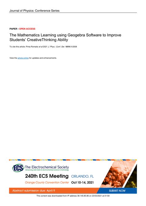 Pdf The Mathematics Learning Using Geogebra Software To Improve