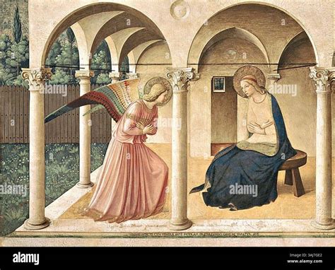 Fresco By Fra Angelico Depicting The Annunciation Located In The