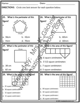 Geometry Test 2D Shapes Angles Polygons Perimeter Area By Workaholic NBCT