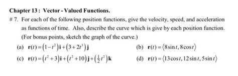 Solved Chapter 13 Vector Valued Functions 7 For Each