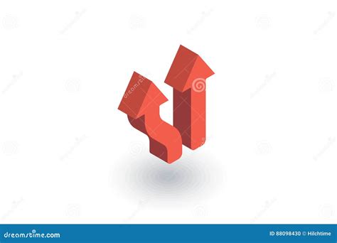 Junction Separation Two Paths Ways Isometric Flat Icon 3d Vector Stock Vector Illustration