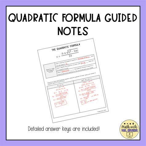 Quadratic Formula Guided Notes For Algebra Made By Teachers