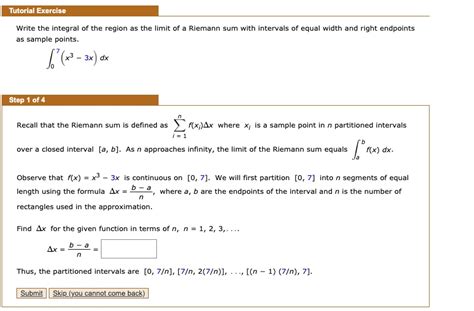 Solved Tutorial Exercise Write The Integral Of The Region As The Limit
