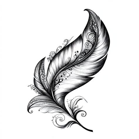 Intricate Black And White Feather Design Showcasing Elegant Curves And Floral Patterns Stock Intricate Black And White Feather Design Showcasing Elegant Curves And Floral Patterns Stock
