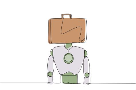 Continuous One Line Drawing Robot With Briefcase Instead Of Head Future Technology Development